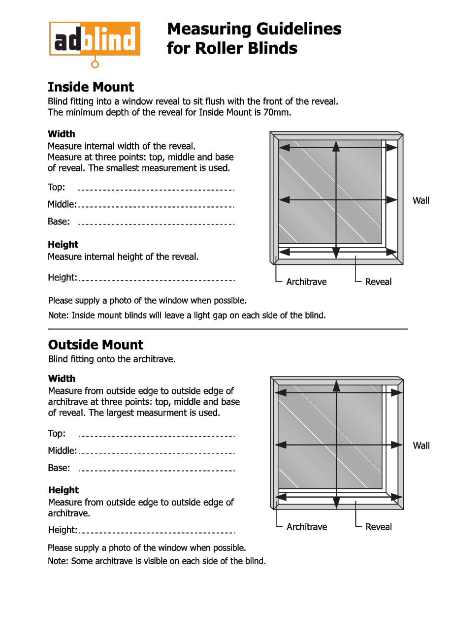 Adblind - How to Measure Printed Roller Blinds